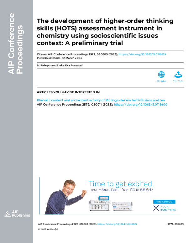 (PDF) The development of higher-order thinking skills (HOTS) assessment instrument in chemistry ...