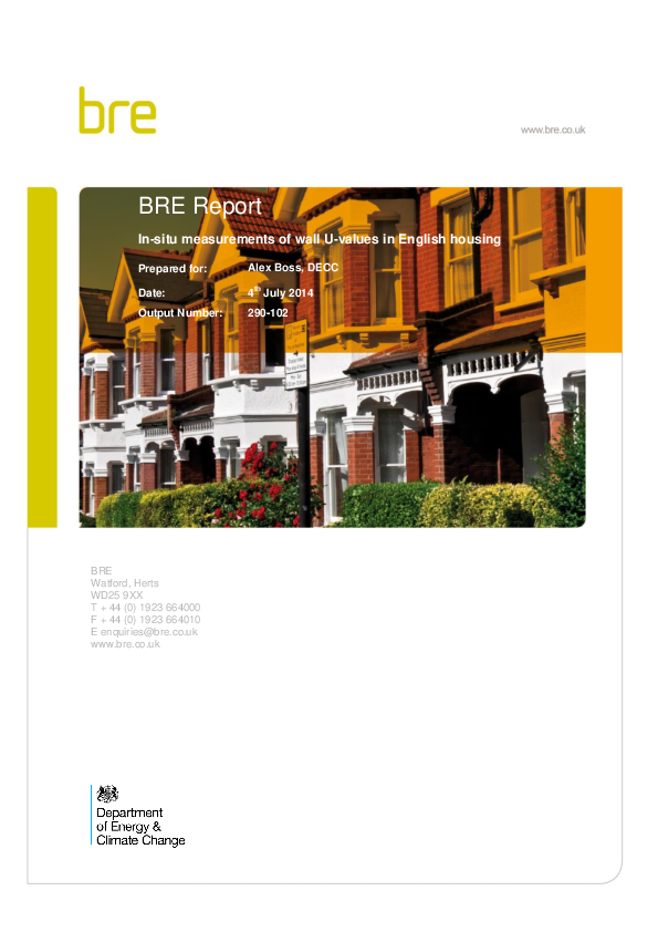 (PDF) In-situ measurements of wall U-values in English housing