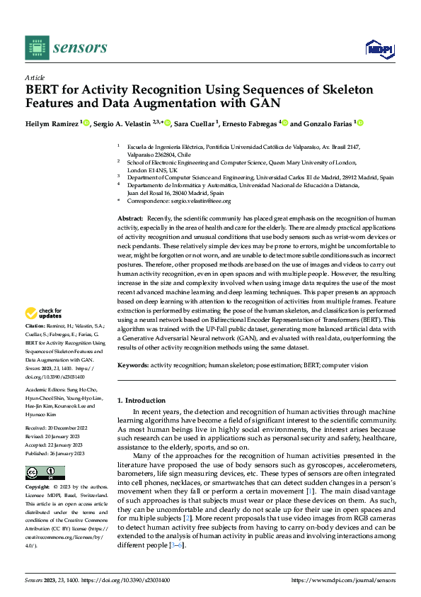 Pdf Bert For Activity Recognition Using Sequences Of Skeleton Features And Data Augmentation