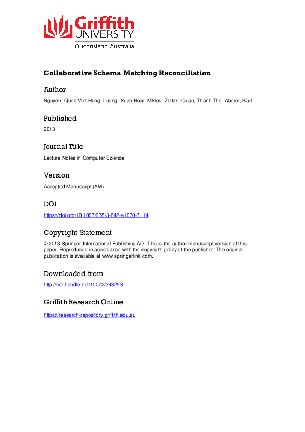 (PDF) Collaborative Schema Matching Reconciliation