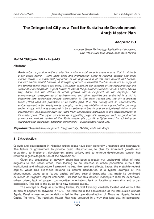 (PDF) The Integrated City as a Tool for Sustainable Development Abuja ...