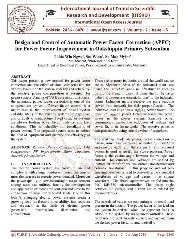 (PDF) Design and Control of Automatic Power Factor Correction APFC for ...