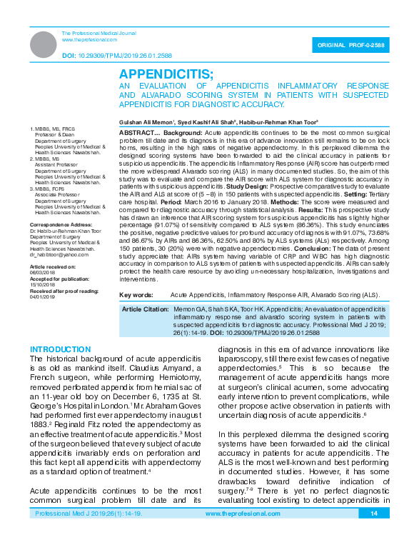 (PDF) Appendicitis