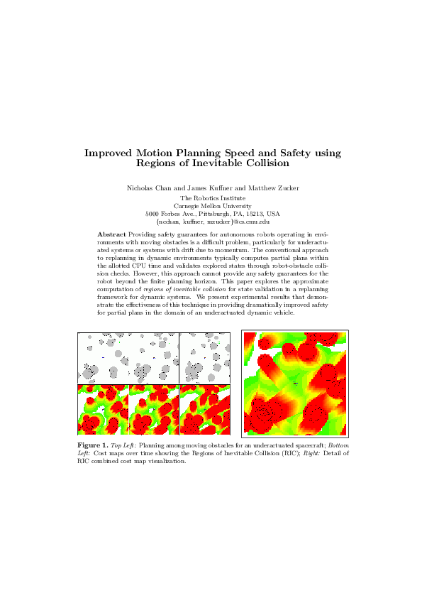 (PDF) Improved motion planning speed and safety using regions of inevitable collision
