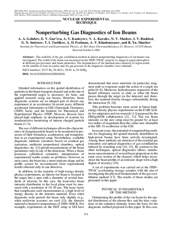 (PDF) Nonperturbing gas diagnostics of ion beams