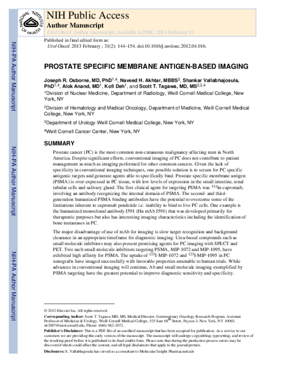(PDF) Prostate-specific membrane antigen-based imaging
