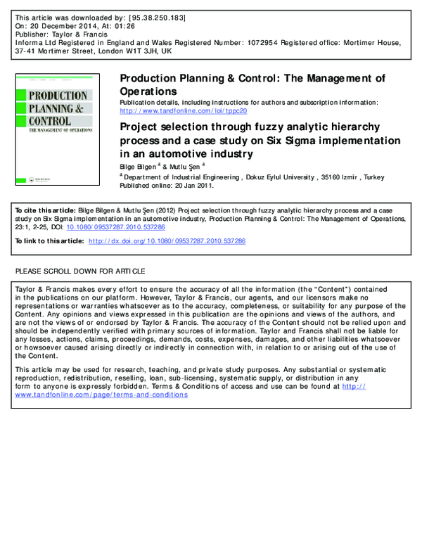 (PDF) Production Planning & Control: The Management of Operations
