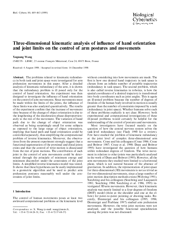 (PDF) Three-dimensional kinematic analysis of influence of hand ...