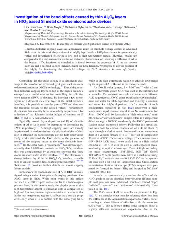 (PDF) Investigation of the band offsets caused by thin Al2O3 layers in ...
