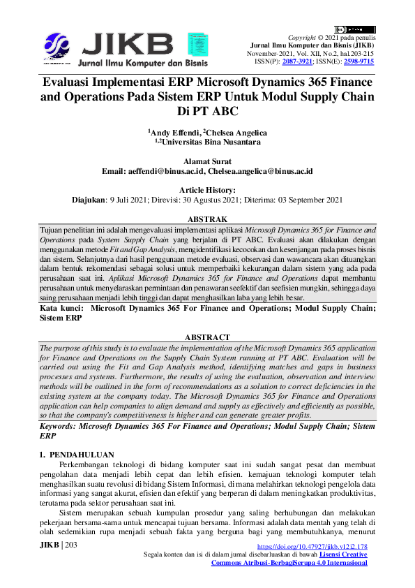 (PDF) Evaluasi Implementasi ERP Microsoft Dynamics 365 Finance and ...