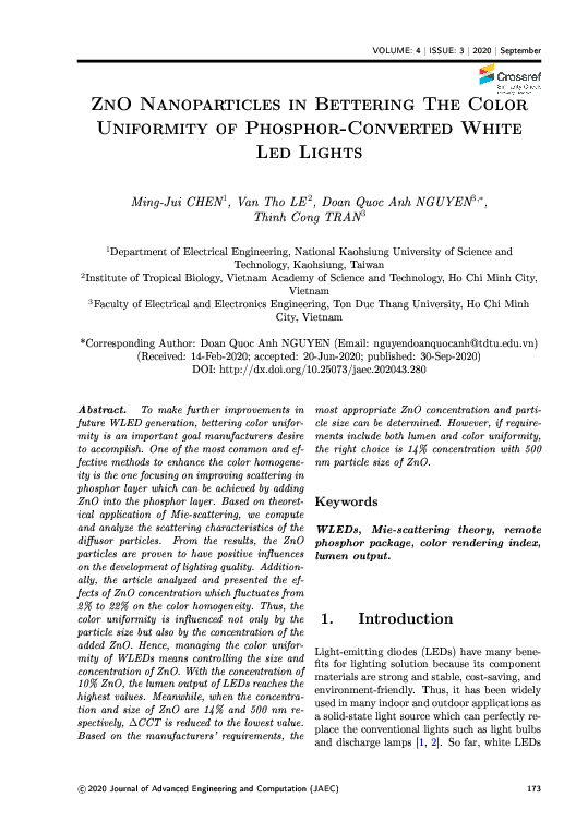 (PDF) ZnO Nanoparticles in Bettering The Color Uniformity of Phosphor ...