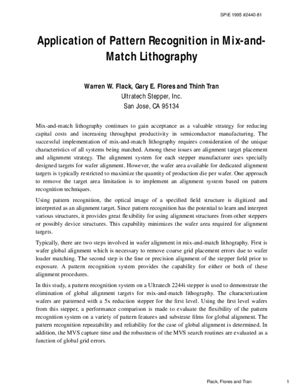 (PDF) Application of pattern recognition in mix-and-match lithography ...