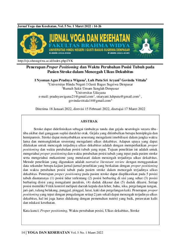 (PDF) Penerapan Proper Positioning dan Waktu Perubahan Posisi Tubuh ...
