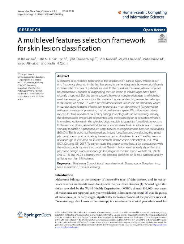 (PDF) A multilevel features selection framework for skin lesion ...