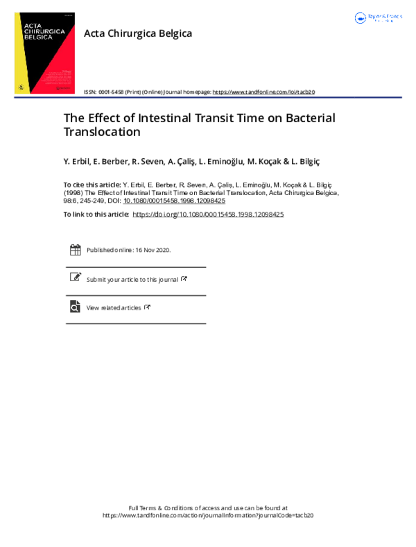 (PDF) The Effect of Intestinal Transit Time on Bacterial Translocation