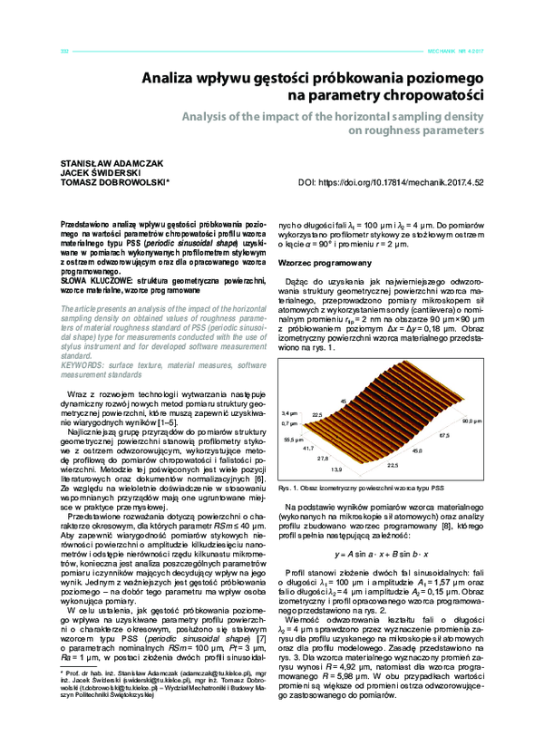 (PDF) Analysis of the impact of the horizontal sampling density on roughness parameters