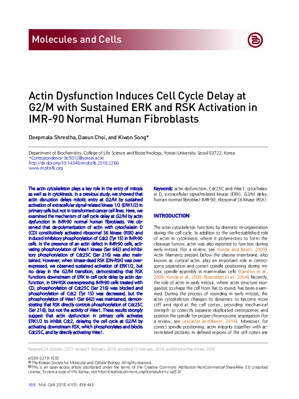 (PDF) Actin Dysfunction Induces Cell Cycle Delay at G2/M with Sustained ...