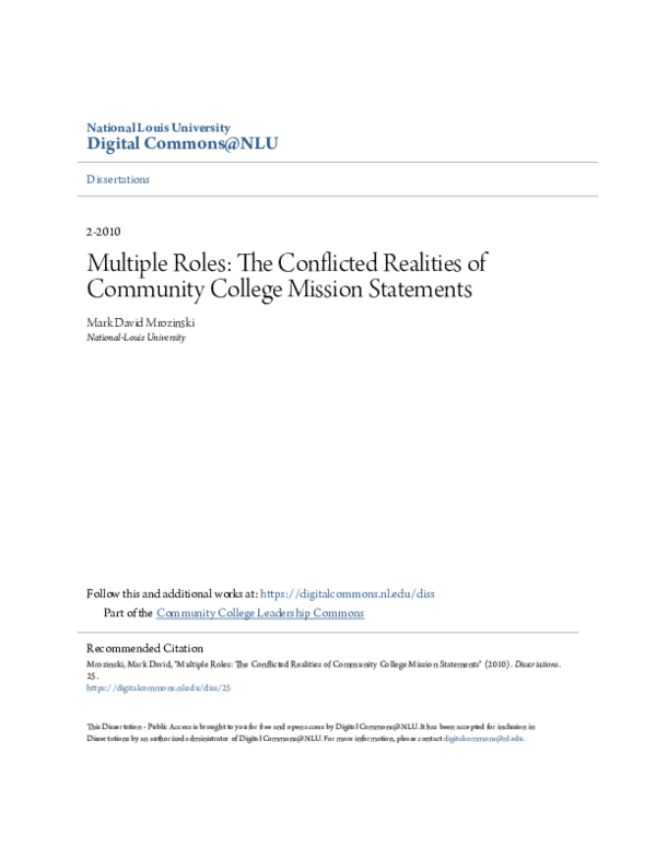 (PDF) Multiple Roles: The Conflicted Realities of Community College ...