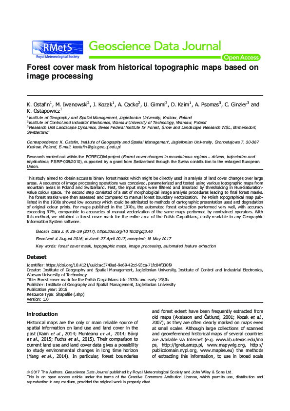 (PDF) Forest cover mask from historical topographic maps based on image ...