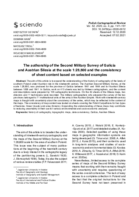 (PDF) The authorship of the Second Military Survey of Galicia and Austrian Silesia at the scale ...