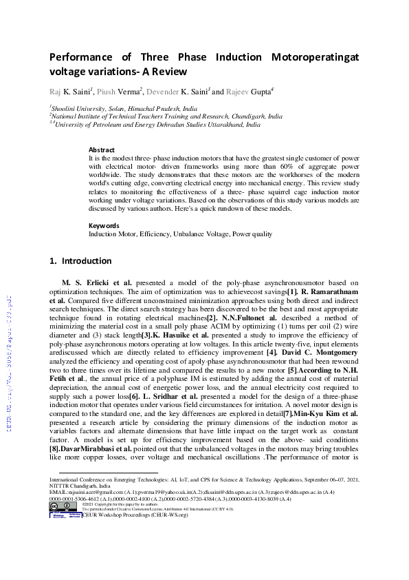 Pdf Performance Of Three Phase Induction Motoroperatingat Voltage Variations A Review