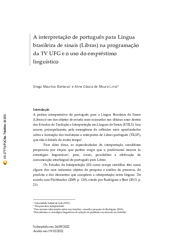 (PDF) A interpretação de português para Língua brasileira de sinais ...