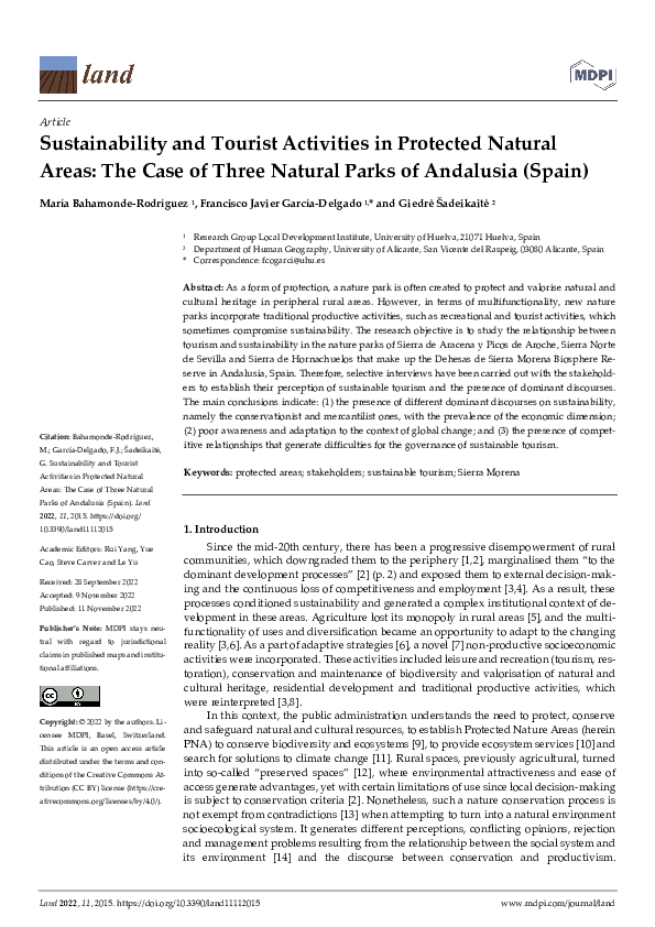 (PDF) Sustainability and Tourist Activities in Protected Natural Areas ...