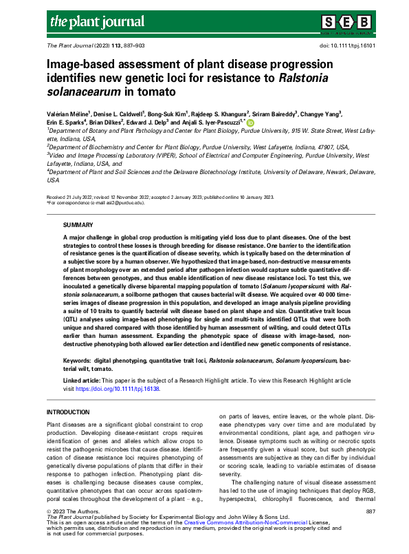 (PDF) The Plant Journal 2023 M line Image‐based assessment of plant ...