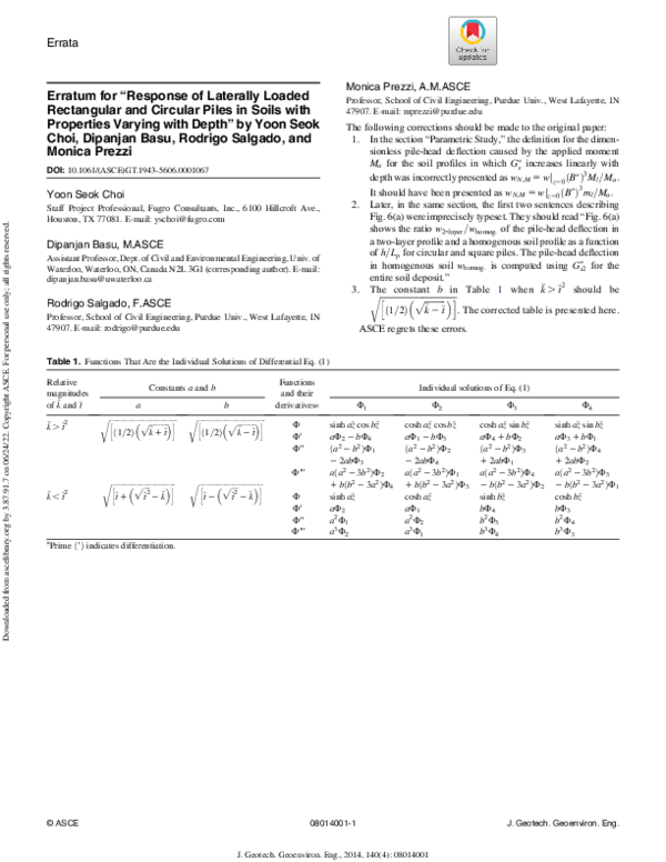 (PDF) Erratum for “Response of Laterally Loaded Rectangular and ...