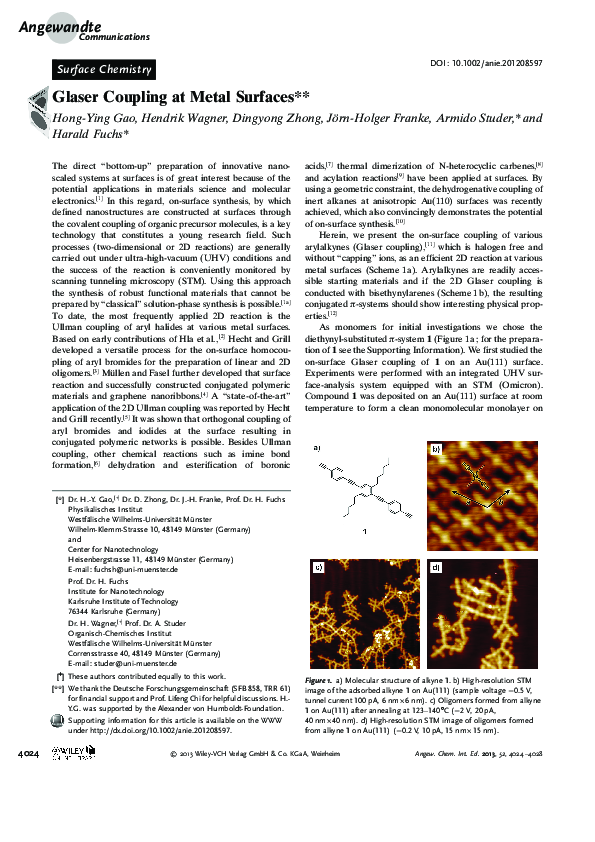 (PDF) Glaser Coupling at Metal Surfaces