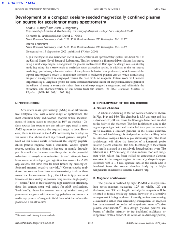 (PDF) Development of a compact cesium-seeded magnetically confined ...