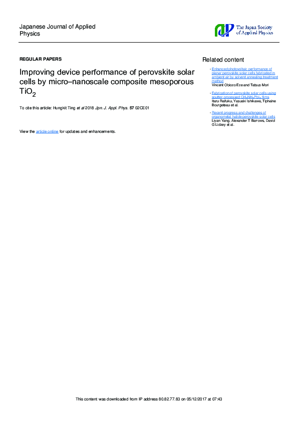 (PDF) Improving device performance of perovskite solar cells by micro ...