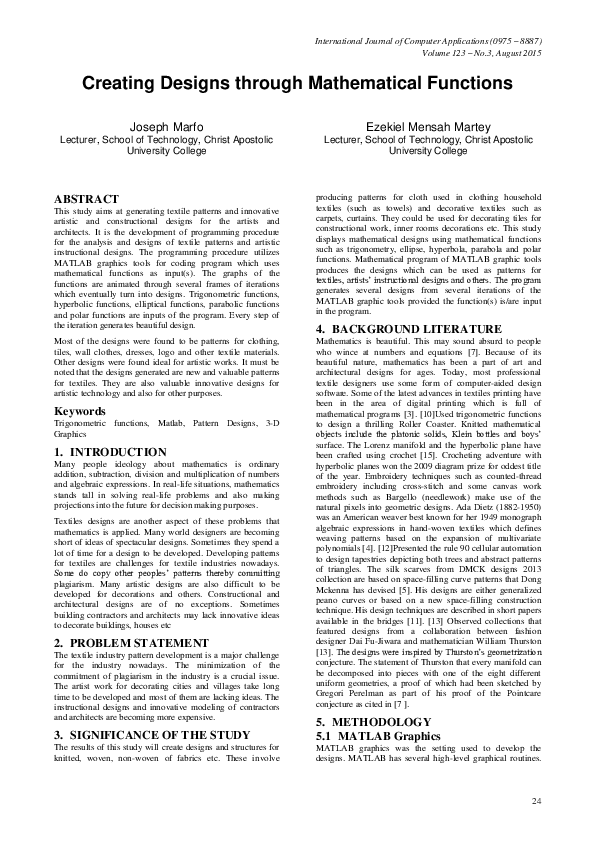 (PDF) Creating Designs through Mathematical Functions