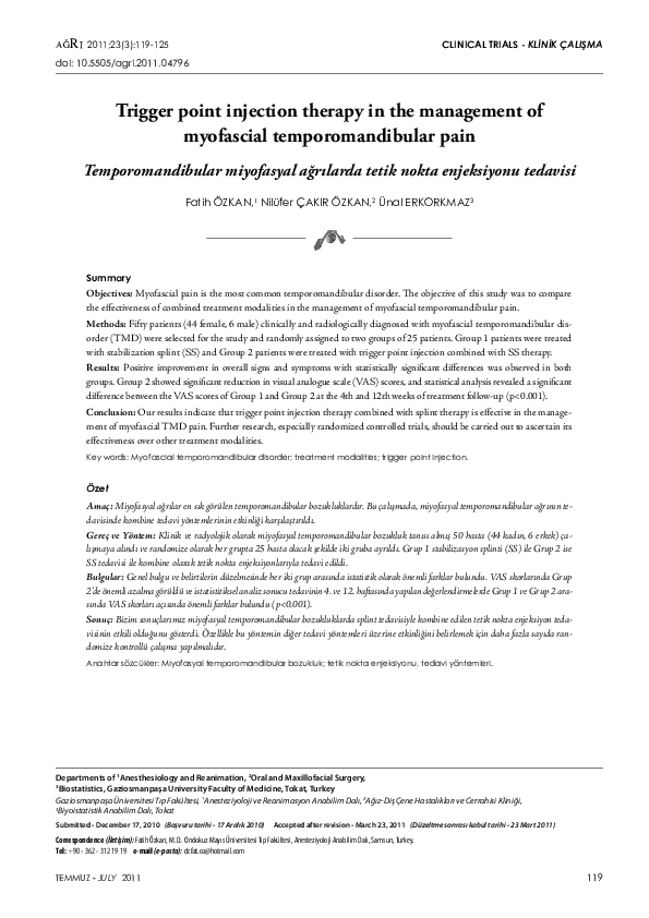 (PDF) Trigger point injection therapy in the management of myofascial ...