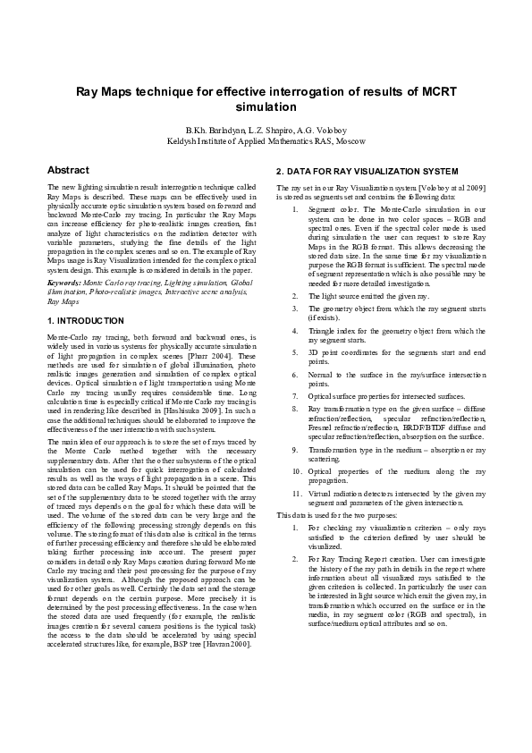 (PDF) Ray Maps technique for effective interrogation of results of MCRT simulation