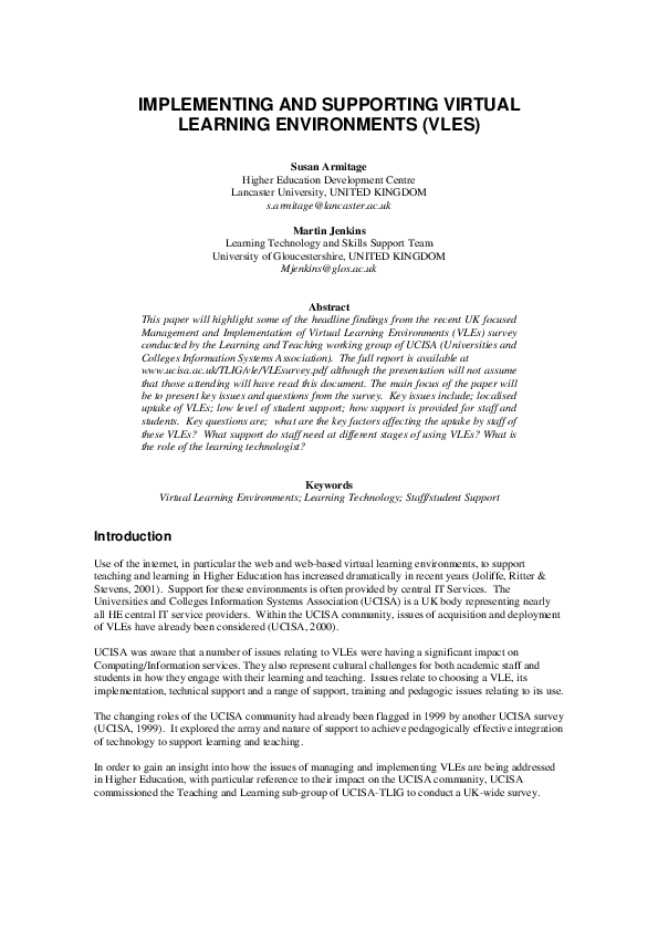 (PDF) Introduction IMPLEMENTING AND SUPPORTING VIRTUAL LEARNING ...