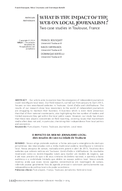 (PDF) What is the impact of the web on local journalism? Two case ...