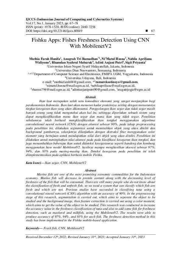 (PDF) Fishku Apps: Fishes Freshness Detection Using CNN With MobilenetV2