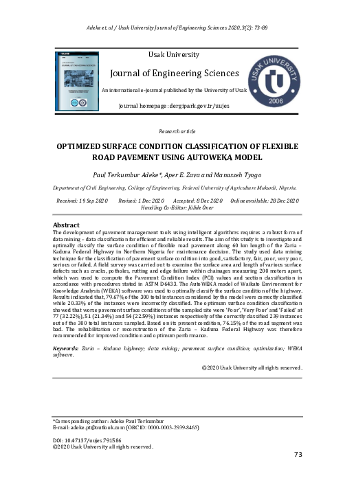 (PDF) Optimised Surface Condition Classification of Flexible Road Pavement Using AutoWEKA Model