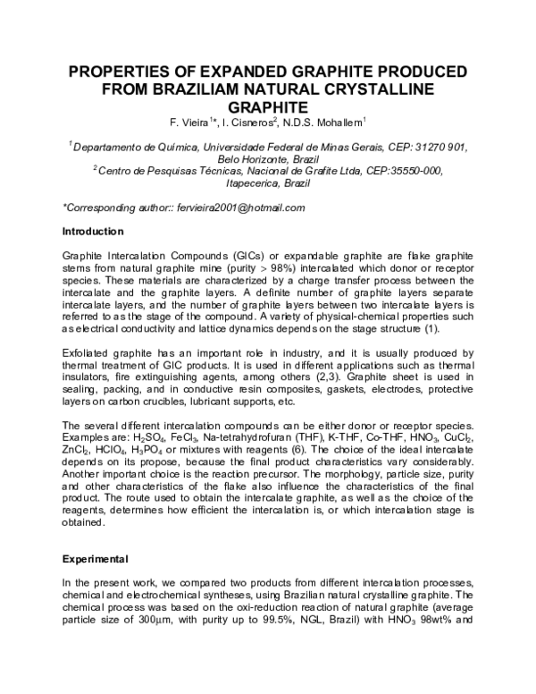 (PDF) Properties of Expanded Graphite Produced from Braziliam Natural ...