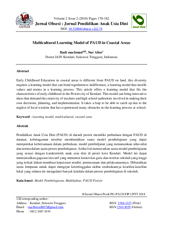 (PDF) Multicultural Learning Model of PAUD in Coastal Areas