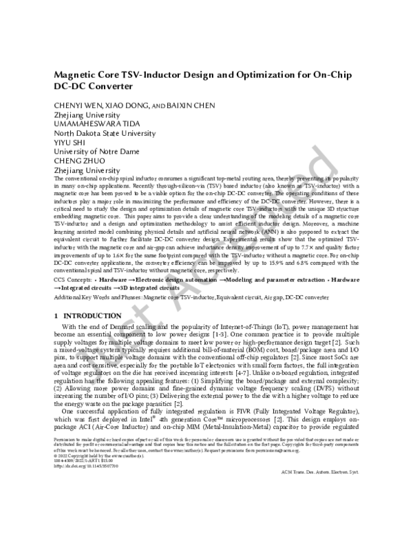 (PDF) Magnetic Core TSV-Inductor Design and Optimization for On-chip DC ...