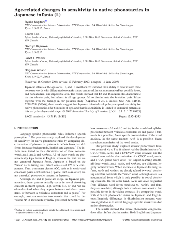 (PDF) Age-related changes in sensitivity to native phonotactics in ...
