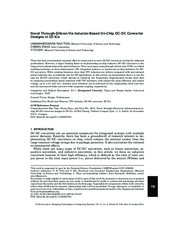 Pdf Novel Through Silicon Via Inductor Based On Chip Dc Dc Converter Designs In 3d Ics