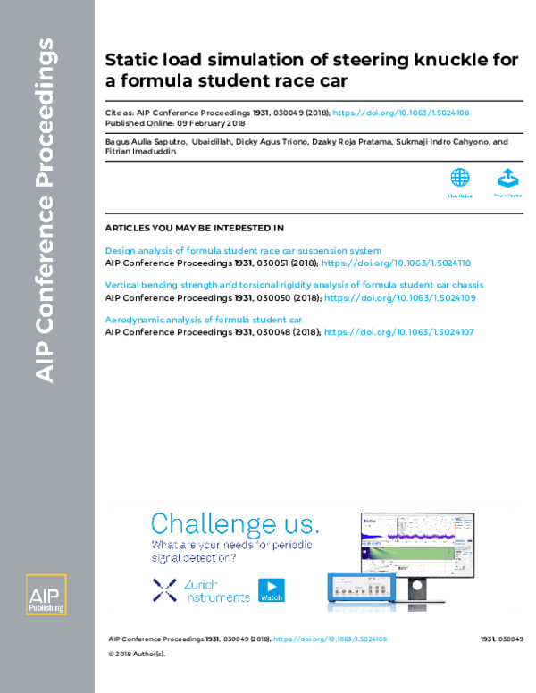 (PDF) Static load simulation of steering knuckle for a formula student ...