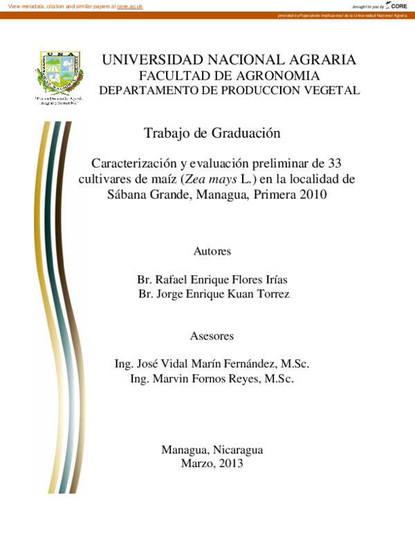 (PDF) Caracterización y evaluación preliminar de treinta y tres ...
