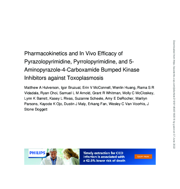 (PDF) Pharmacokinetics and In Vivo Efficacy of Pyrazolopyrimidine ...