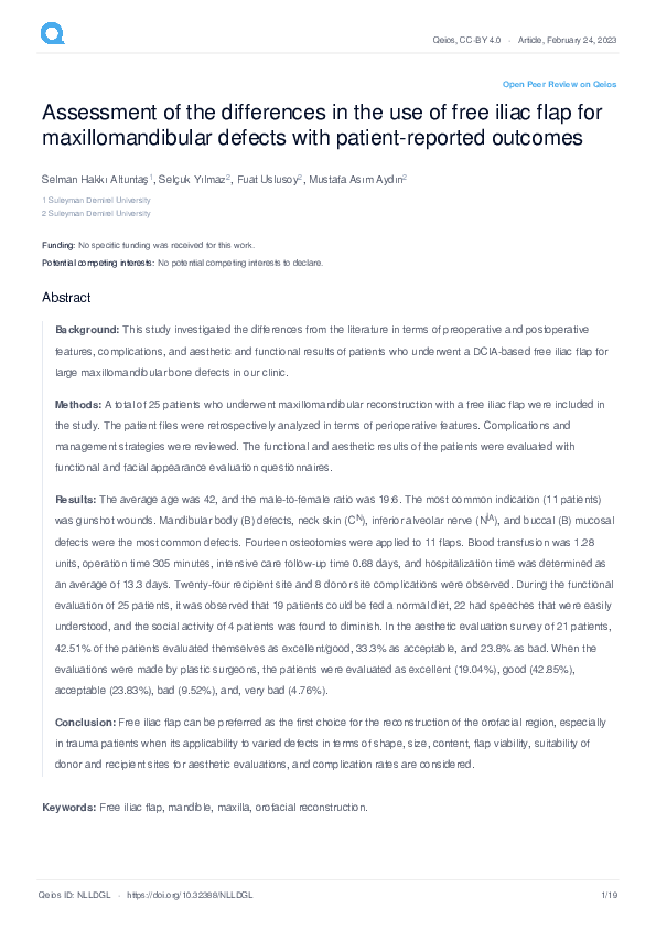 (PDF) Assessment of the differences in the use of free iliac flap for ...