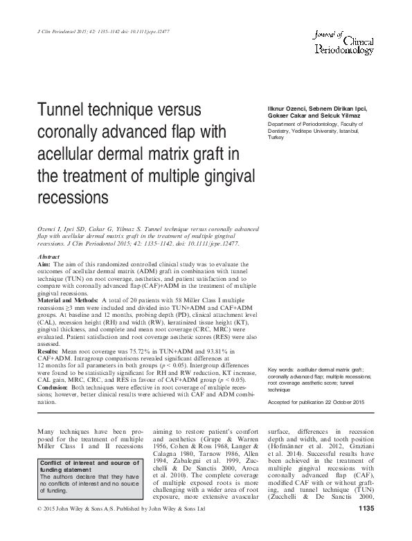 (PDF) Tunnel Technique Versus Coronally Advanced Flap with Acellular ...