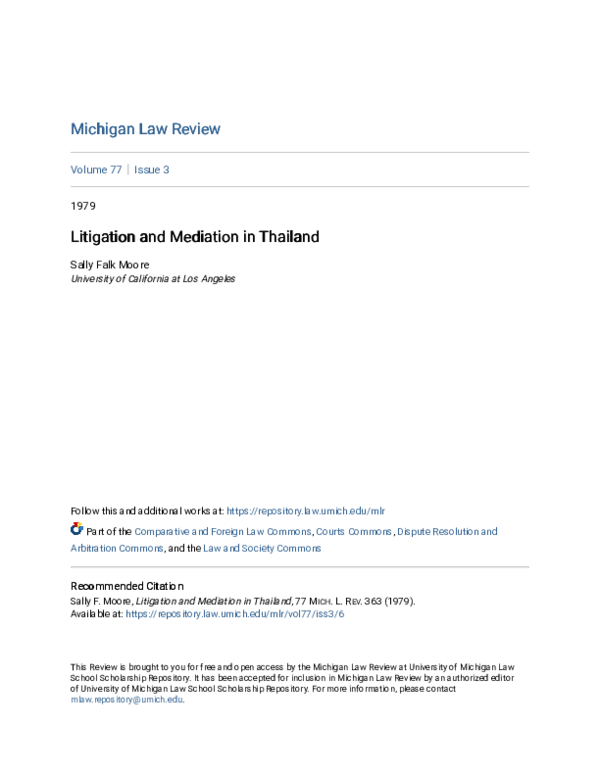 (PDF) Litigation and Mediation in Thailand